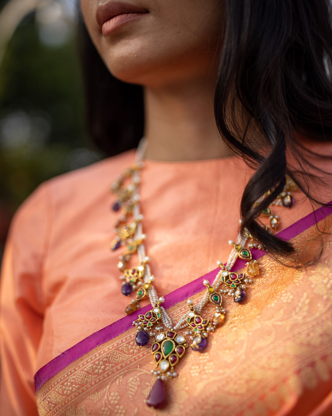 Mayura Pearl And Multi Gemstone Necklace – Artisanal Fine Jewellery | AURUS